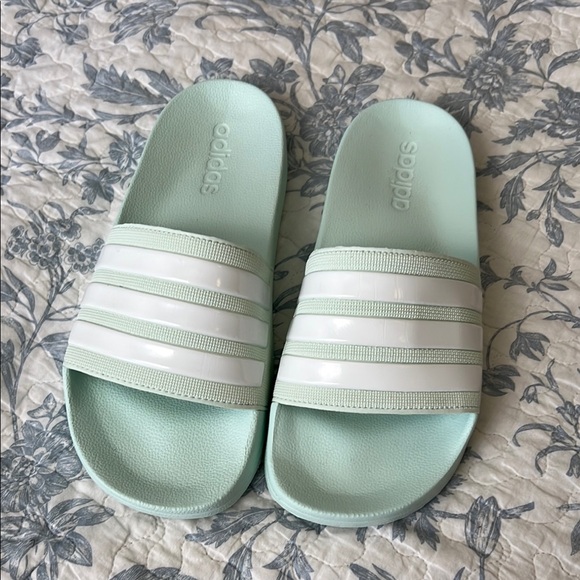 adidas | Shoes | Adidas Green And White Sandals With Open Toe Design ...